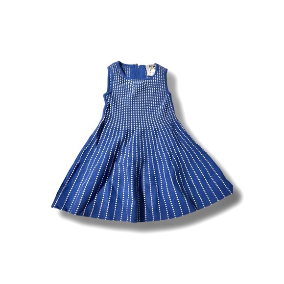 Milly Minis | Dresses | Milly Minus Blue With White Polka Dot Skater ...